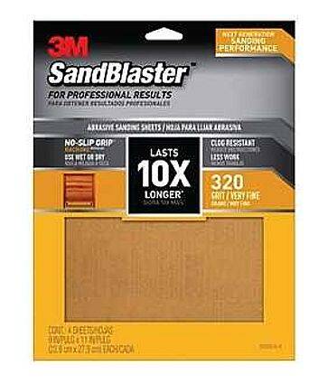 SandBlaster™ 20320-G-4 9-Inch x 11-Inch Very Fine 320 Grit Sandpaper, 4 ...