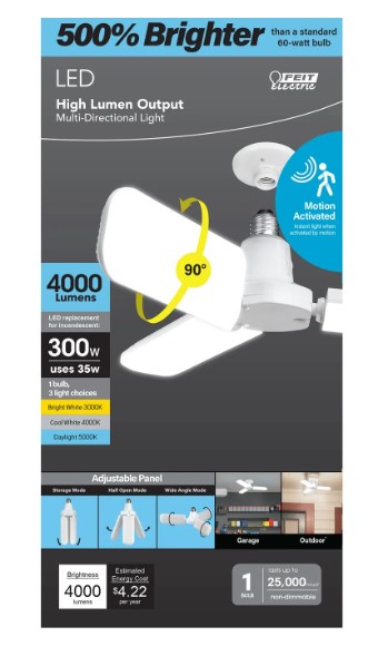 Feit Electric ADJ4000/3CCT/MM/LED 300-Watt Equivalent 3-Panel E26 ...