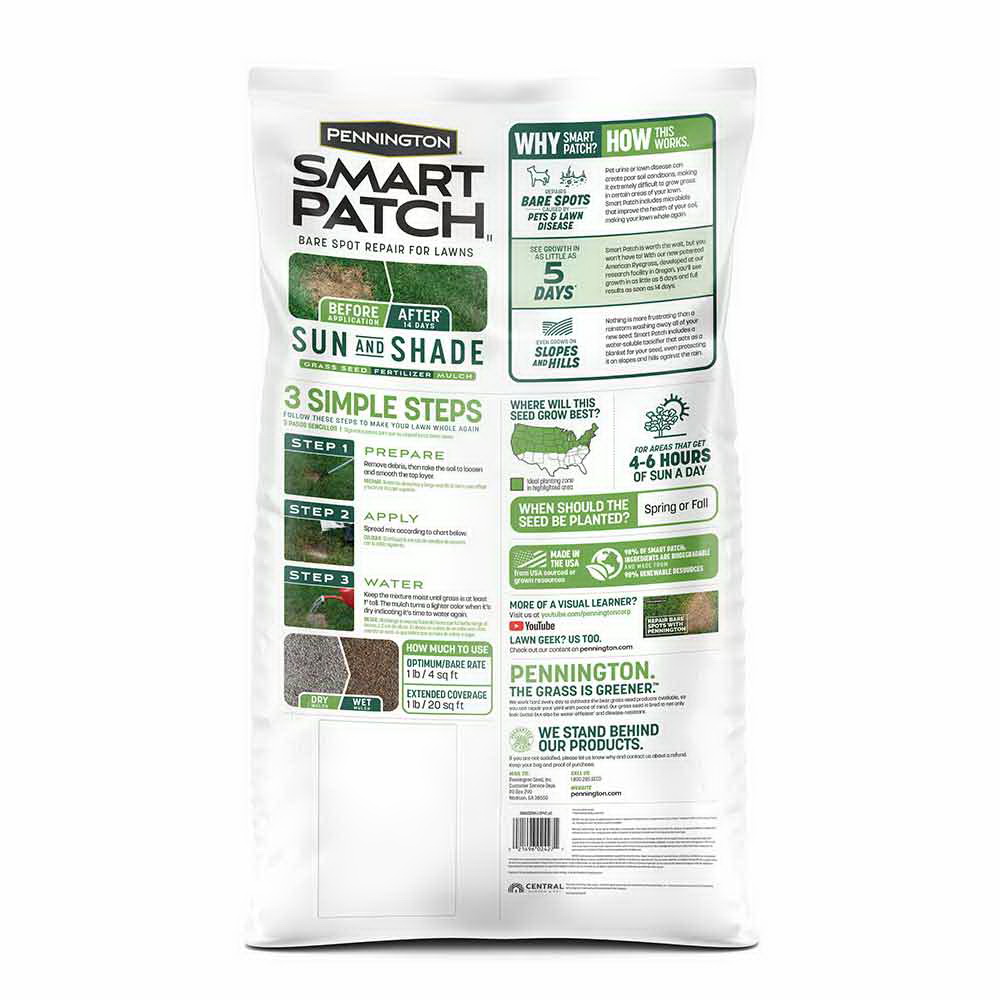 Pennington 100545894 Smart Patch Sun And Shade Grass Seed, 30-Pound at ...