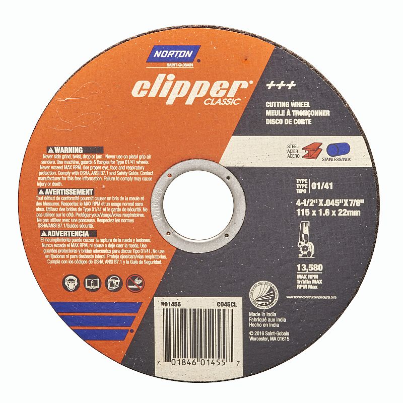 NORTON 70184601456 Clipper Classic A Aluminum Oxide Type 1 /41 Right ...