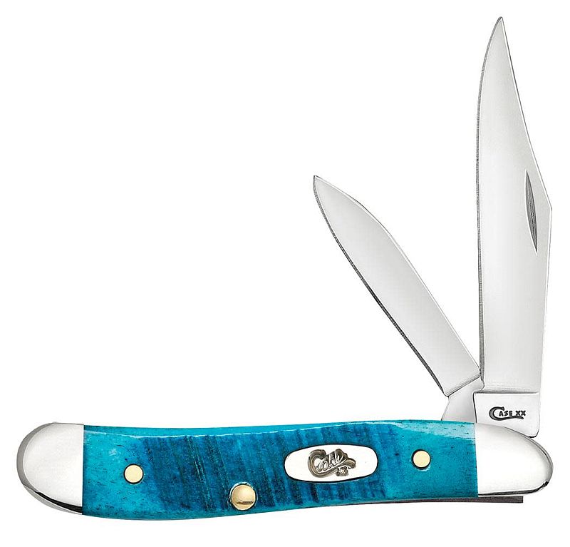 CASE 25596 2.1-Inch Blade Length Caribbean Blue Bone Sawcut Jig Peanut ...