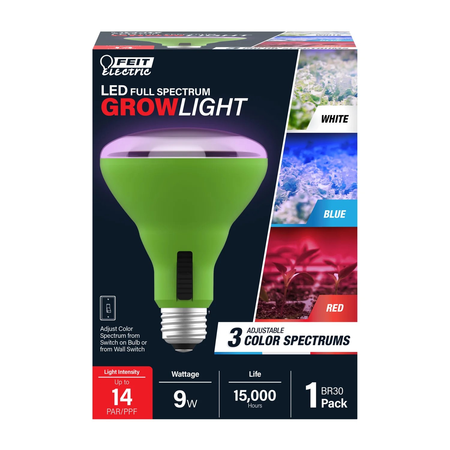 Feit Electric BR30ADJ/GRW/LED/HDRP 9-Watt Br30 Selectable Spectrum For ...
