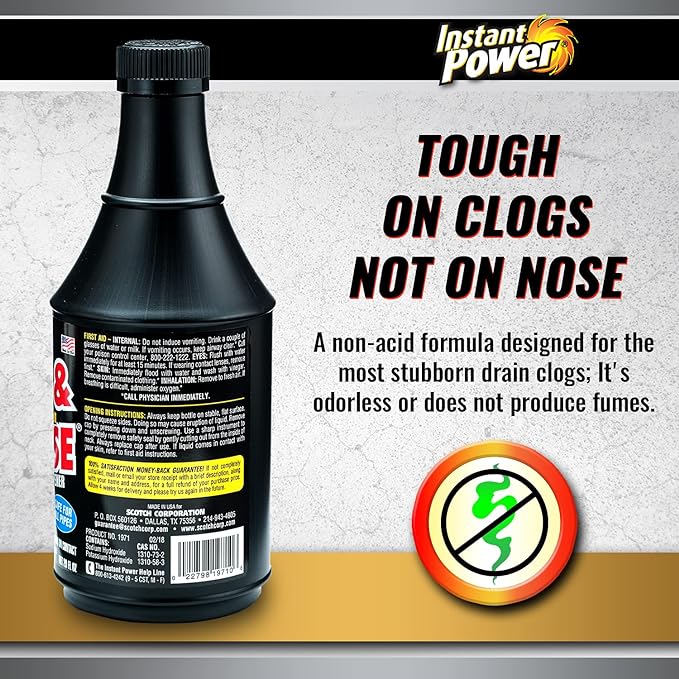 Instant Power 1971 20-Ounce, Hair And Grease, Single-Use Drain Opener ...
