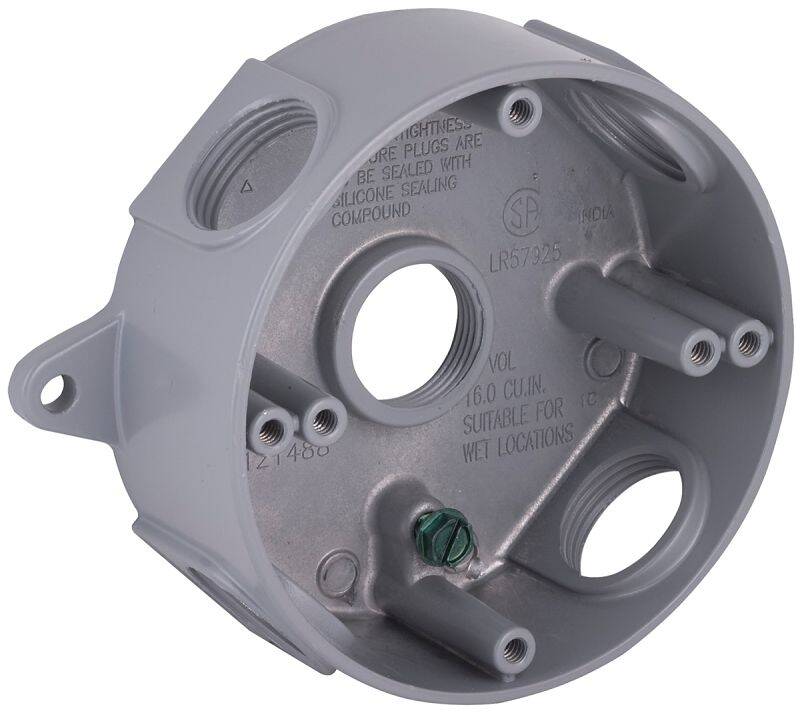 HUBBELL 5372-0 4-Inch 5-Outlet Aluminum Weatherproof Junction Box at ...