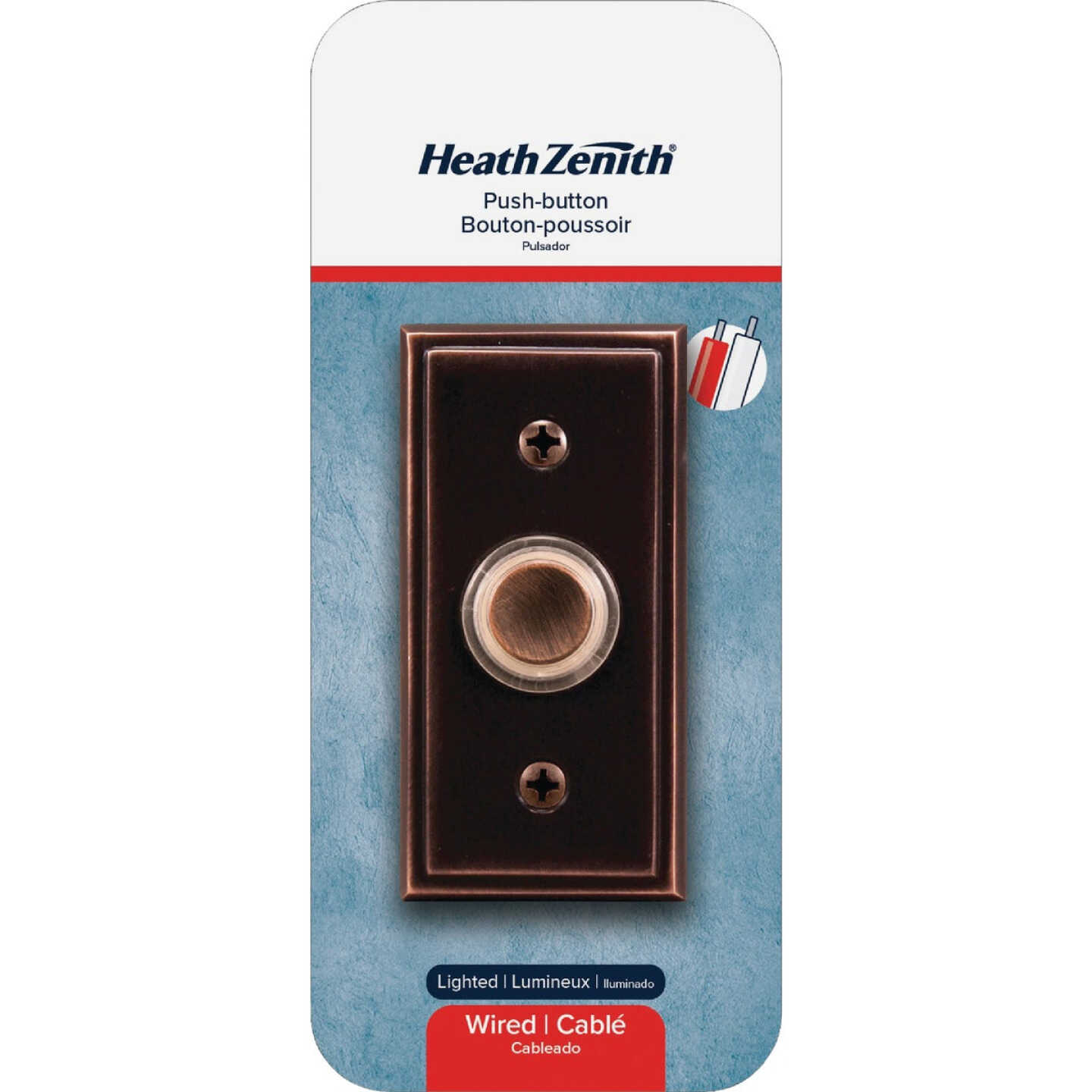 Globe 18000114 Heath-Zenith, Brass, Wired Push Button Lighted Doorbell ...