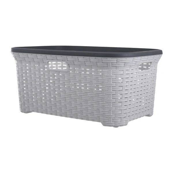 SUPERiO® 1024 50-Liter White Smoke Wicker Style Laundry Basket #3508652 ...