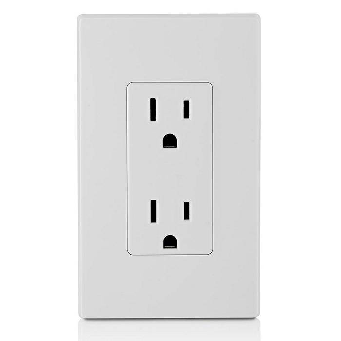 Leviton B02-E5325-0SW 15-Amp Duplex Outlet/Receptacle Self Grounding ...