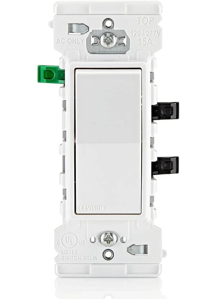 Leviton M02-E5601-0MW 15-Amp Single Pole Rocker Grounding Switch White at Sutherlands