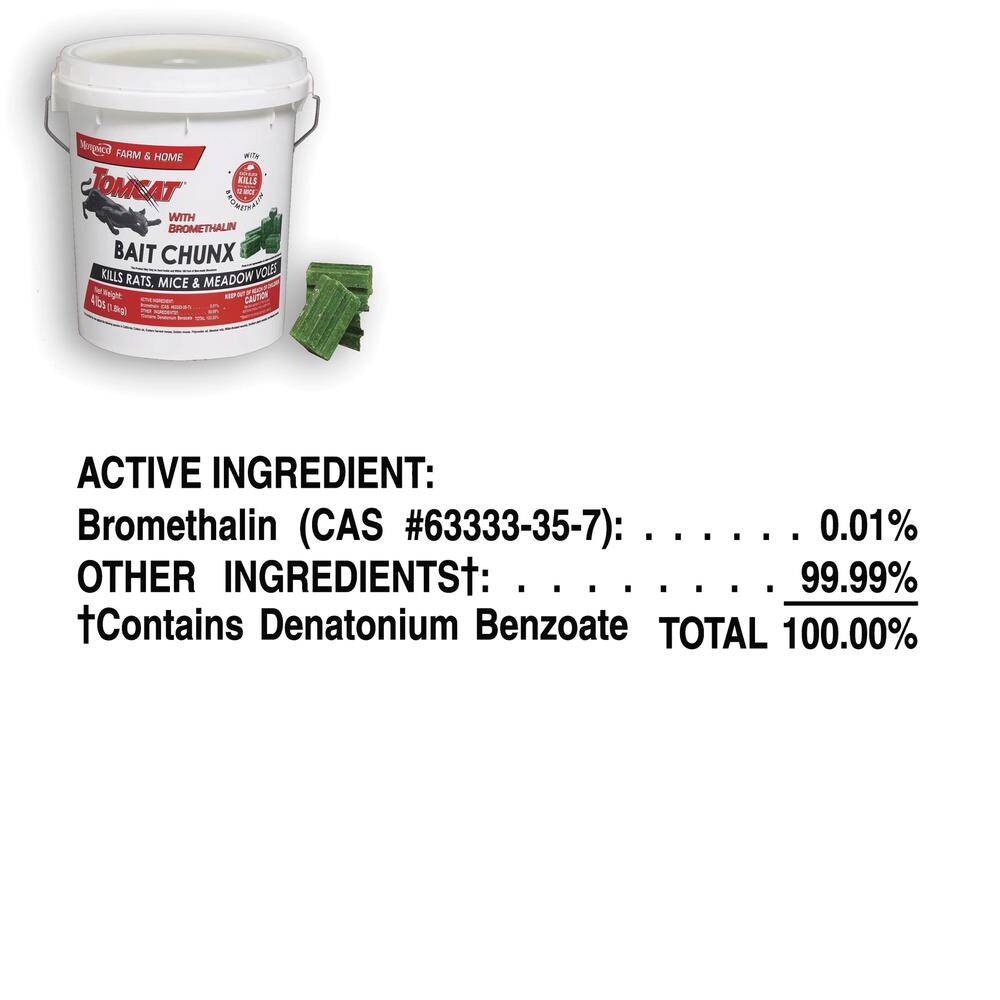 Tomcat BL22244 4-Pound Mouse And Rat Bait Chunx Pail With Bromethalin ...