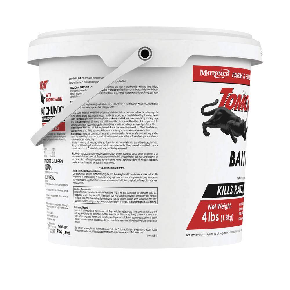 Tomcat BL22244 4-Pound Mouse And Rat Bait Chunx Pail With Bromethalin ...