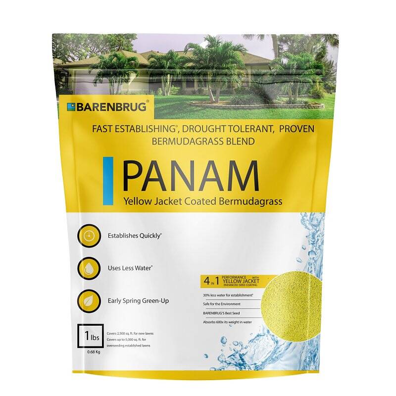 Barenbrug 10057 Panam Yellow Jacket Coated Bermudagrass Blend Seed, 1 ...