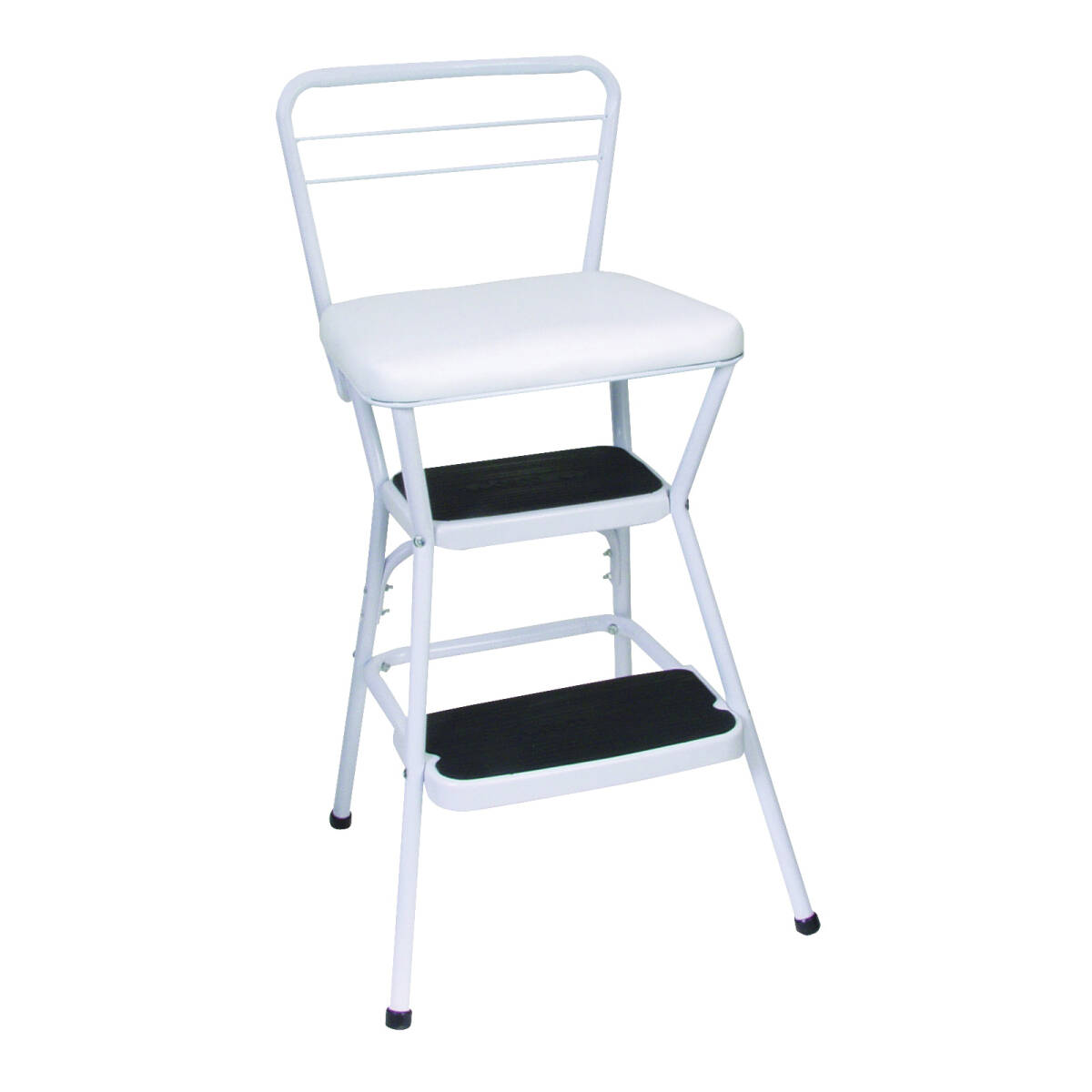 Cosco 11130WHT White Steel Counter Chair / Step Stool With Lift-Up Seat ...