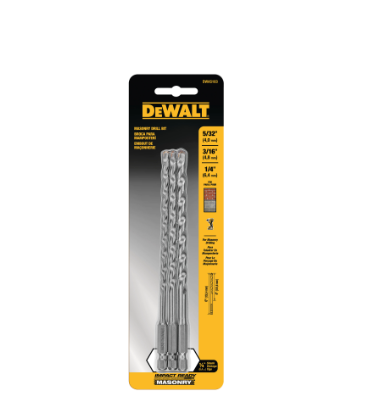 DeWALT® DWA5103 3-Piece Impact Ready Masonry Drill Bit Set #935502 at ...