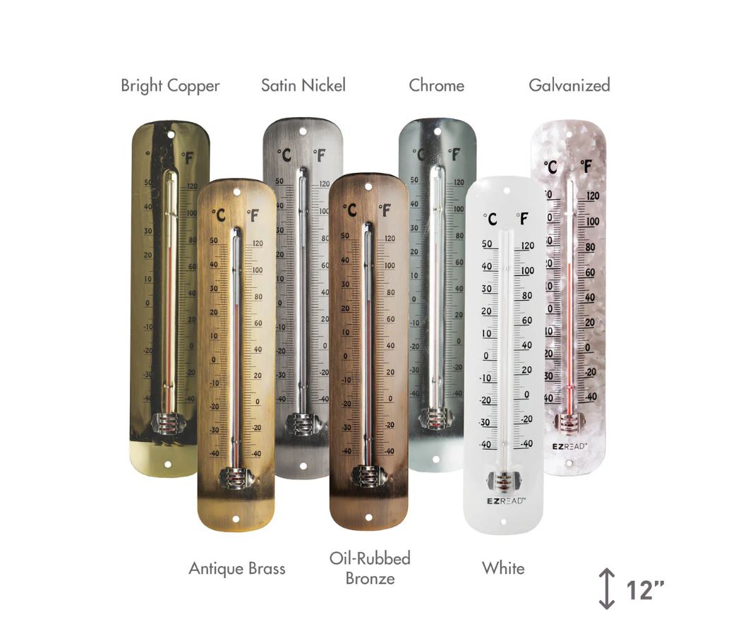 EZRead 840-0062 12-Inch Antique Brass Metal Thermometer at Sutherlands