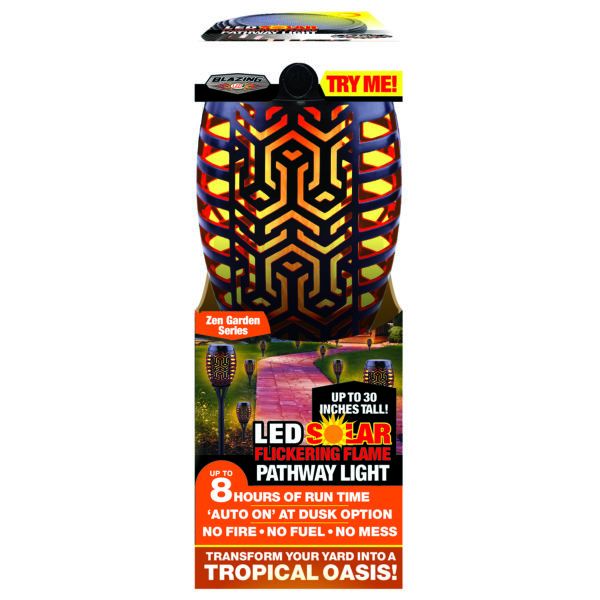 Shawshank 702868 Blazing Ledz, 30-Inch, Black, 22 LED Solar Flicker ...