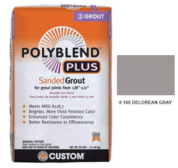 CUSTOM PBPG16525 25-Pound Delorean Gray Polyblend Plus Sanded Grout ...