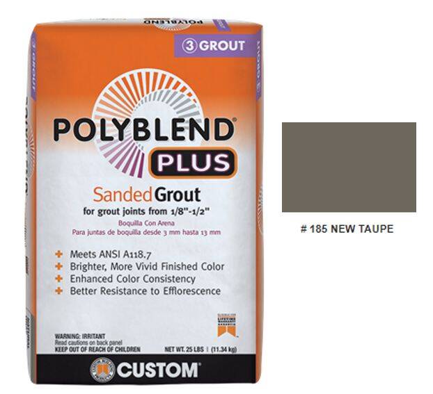 CUSTOM PBPG18525 25-Pound New Taupe Polyblend Plus Sanded Grout, For ...