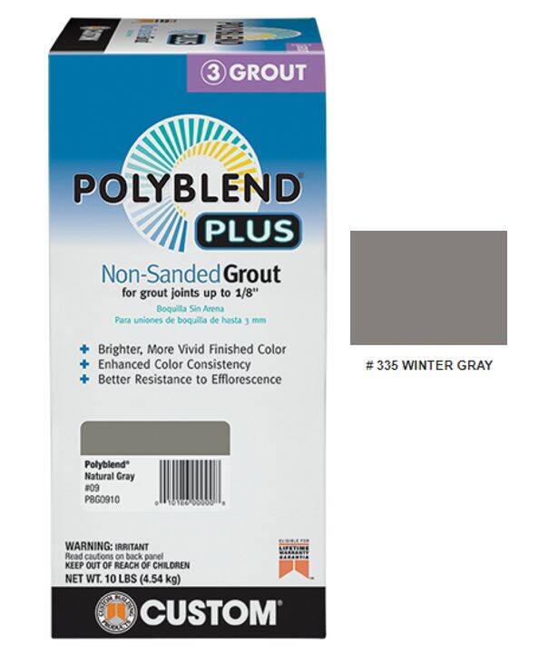 CUSTOM PBPG33510 10-Pound Winter Gray Polyblend Plus Non-Sanded Grout ...