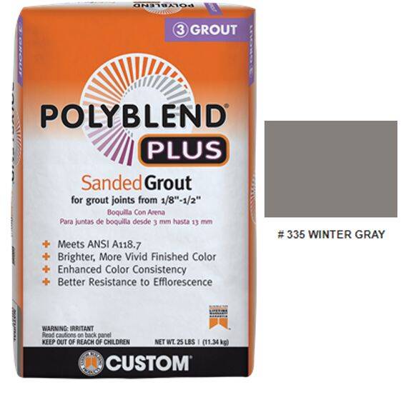 CUSTOM PBPG33525 25-Pound Winter Gray Polyblend Plus Sanded Grout, For ...