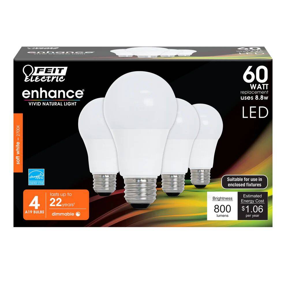 Feit Electric OM60DM/927CA/4 Enhance, 60-Watt Equivalent, Soft White ... Feit Electric OM60DM/927CA/4 Enhance, 60-Watt Equivalent, Soft White ...