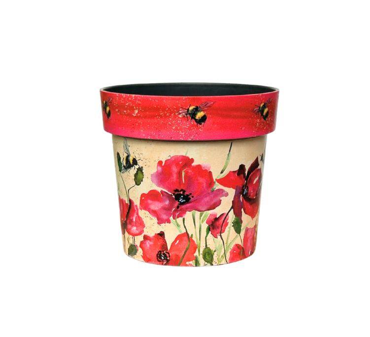 Exhart 79345 Zest Poppies And Bees 6-Inch Planter at Sutherlands