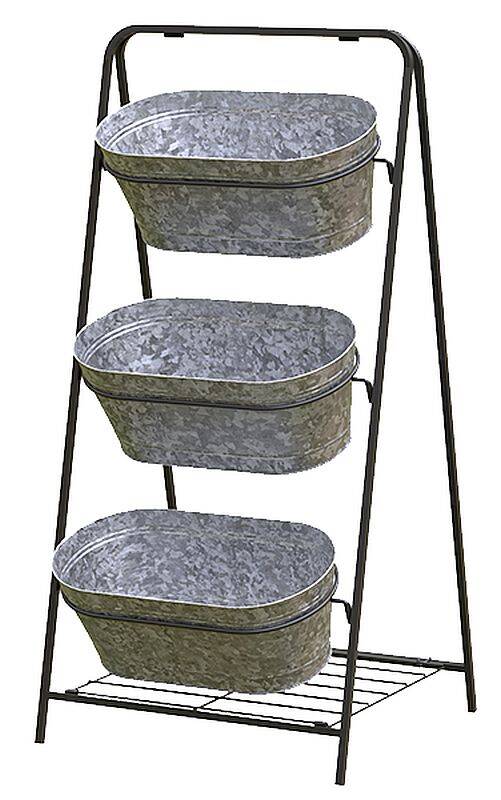 Modern Farmhouse Gardener 82204 Modern Farmhouse 3-Tier Oval Galvanized ...