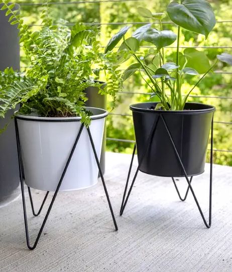 Panacea® 80224 8-Inch Nordic Habitat™ Planter With Mid Century Wire ...