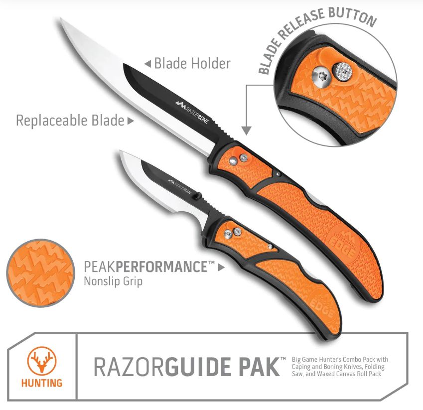 Outdoor Edge RGP-1 Razorguide Pak Replaceable Blade Hunters Combo Kit ...