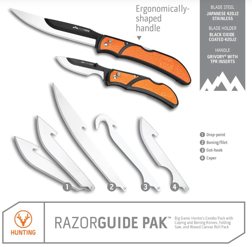 Outdoor Edge RGP-1 Razorguide Pak Replaceable Blade Hunters Combo Kit ...