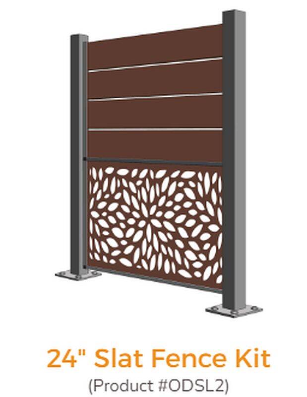 OUTDECO ODSL2 24-Inch Black Galvanized Steel Adjustable Slat Fence ...