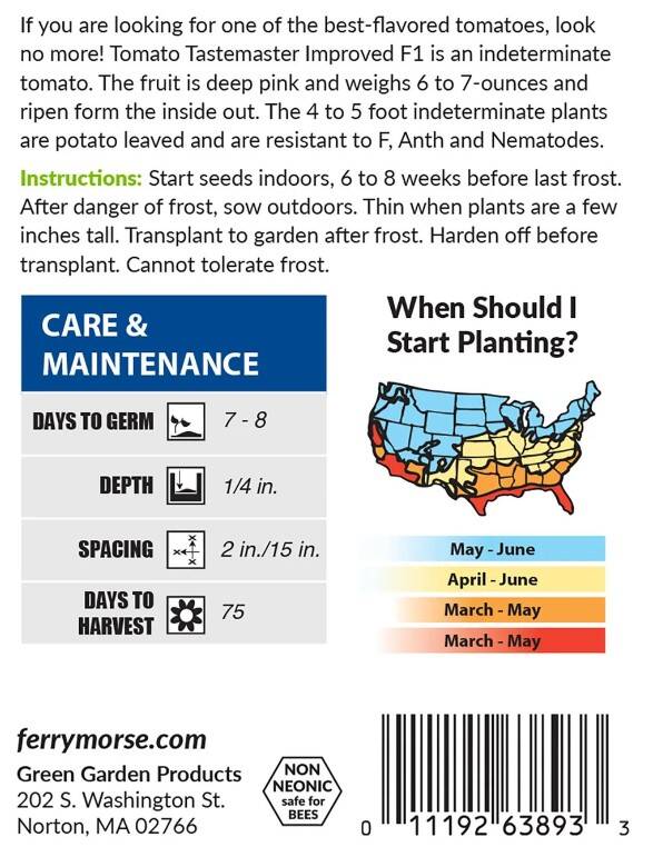 Ferry Morse Z9768 Tomato Tastemaster Improved Hybrid at Sutherlands
