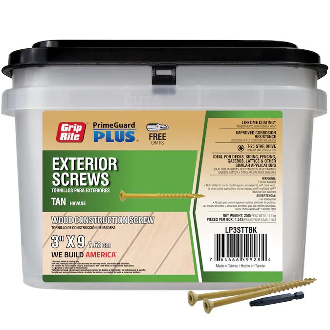 Grip-Rite® LP3STTBK Prime Guard Plus, 3-Inch X 9, Tan, Exterior Screw ...