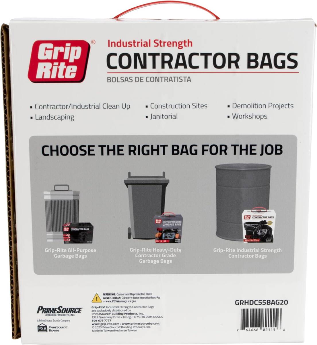 Grip-Rite® GRHDC55BAG20 55-Gallon, 3 Mil, Heavy Duty Contractor Bag, 20 ...