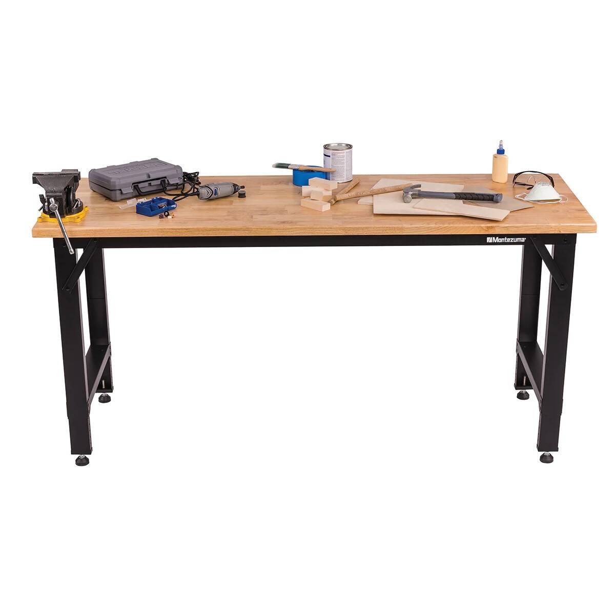Montezuma® MWB722430B 6-Foot Workbench With 1.25-Inch Rubberwood Top at ...