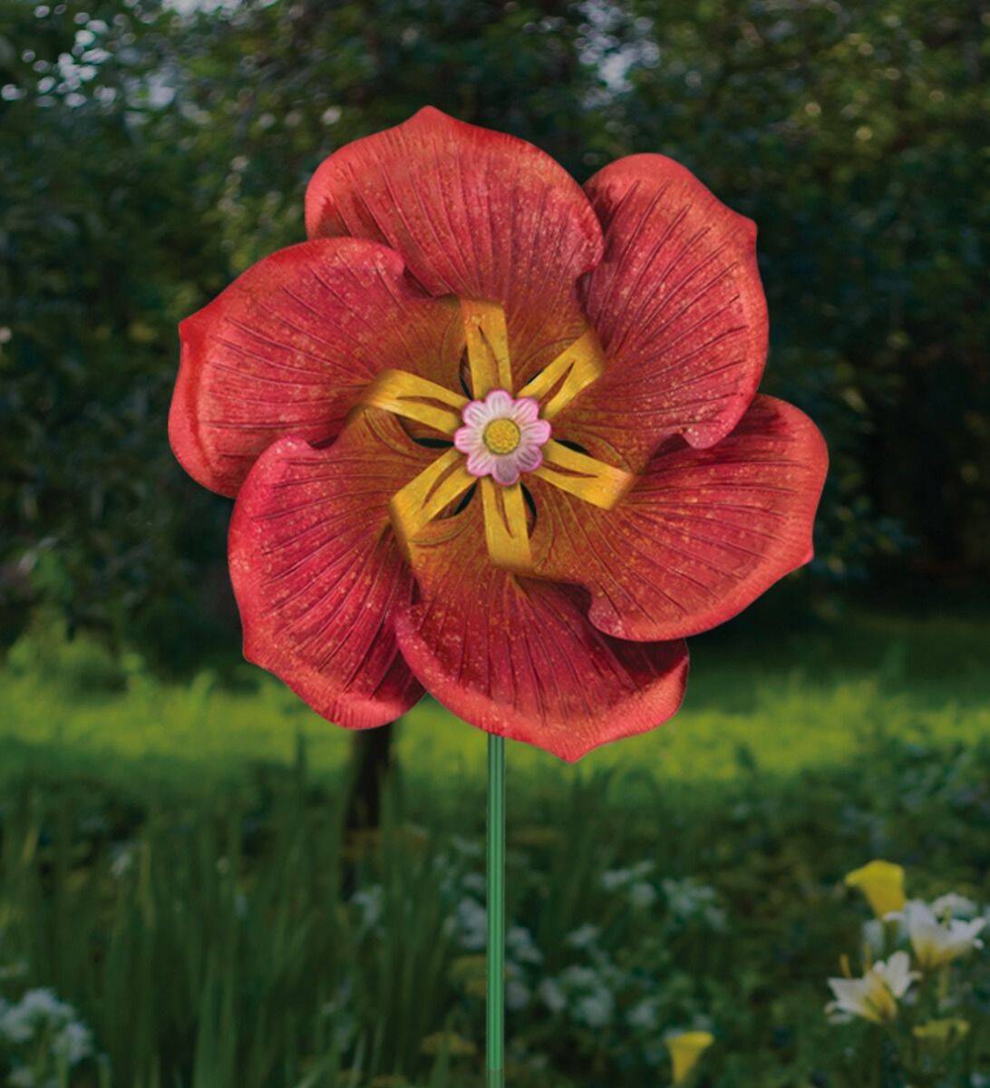 Regal Art & Gift 13826 Textured Metal Poppy Flower Garden Stake Spinner ...