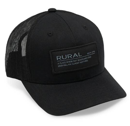 Rural Cloth RC3048001 Black Rural Def With A Black Patch Hat At Sutherlands Rural Cloth RC3048001 Black Rural Def With A Black Patch Hat At Sutherlands