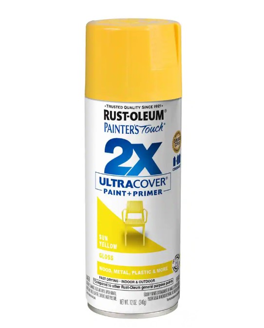 RUST-OLEUM® 334046 12-Ounce Gloss Sun Yellow 2X Ultra Cover Paint and ...