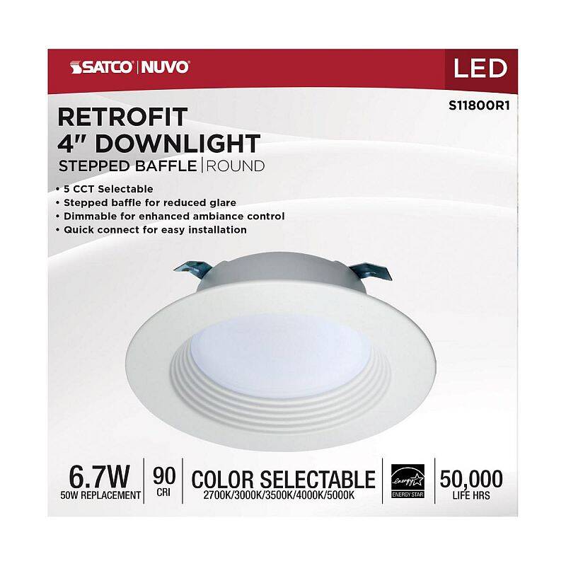 Satco® S11800R1 Nuvo® 4-Inch Round White 6.7-Watt 120-Volt CCT ...