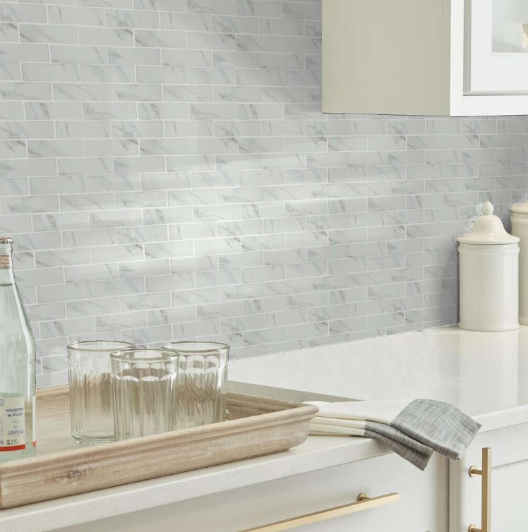 Shaw 484TS-00150 11-Inch x 11-Inch Glass Dreamscape Carrara Wall Tile ...