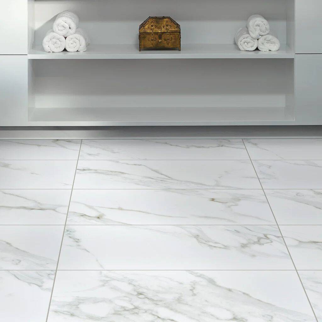 Shaw Floors® 372TS 00120 12-Inch X 24-Inch Calacatta Ceramic Tile, 10 ...