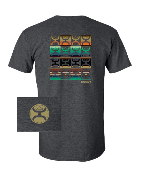 Hooey A000618100103 Medium, Dark Heather, Checkered Hooey Tee-Shirt at ...