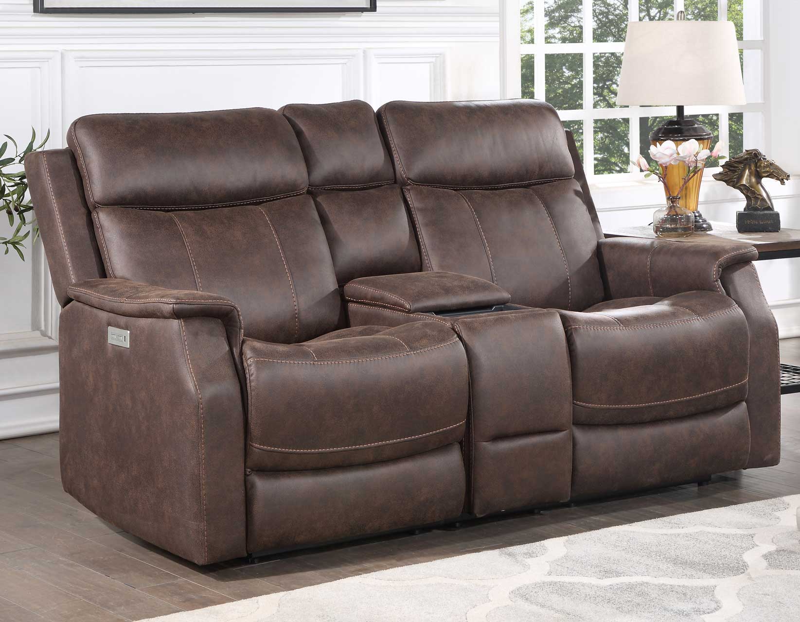 STEVE SILVER VA950CLW Valencia Walnut Dual-Power Leatherette Reclining ...