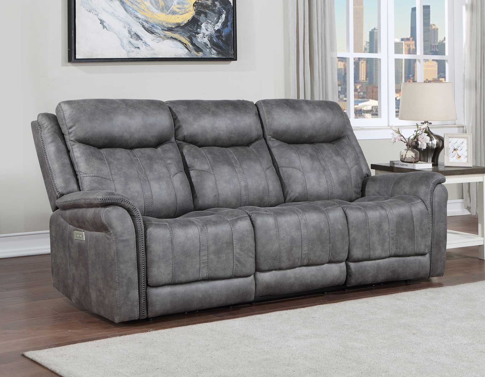 STEVE SILVER MOR950SS Morrison Stone Dual-Power Reclining Sofa #2335644 ...