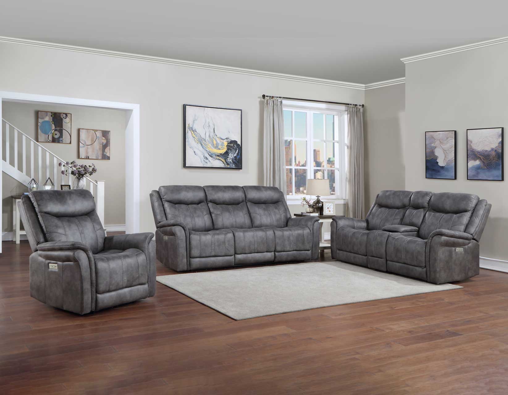 STEVE SILVER MOR950SS Morrison Stone Dual-Power Reclining Sofa #2335644 ...