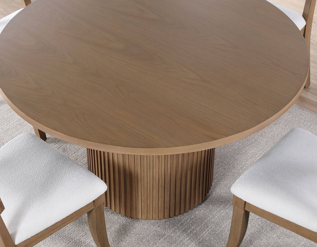 STEVE SILVER COL500NTT Colvin 52-Inch Toffee Brown Round Dining Table ...