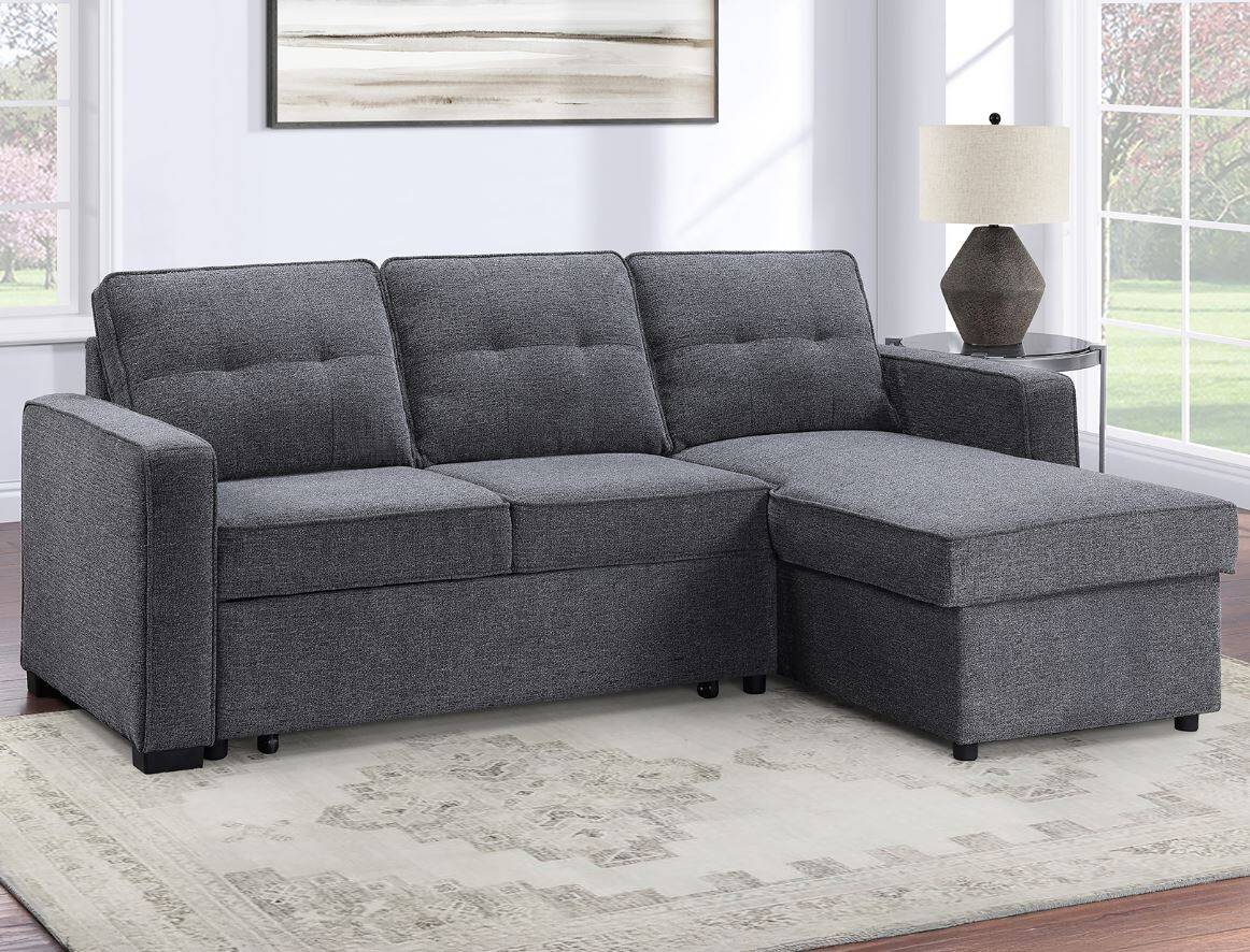 STEVE SILVER NOA800G-CHOFA Noah Gray Flippable, Convertible Storage ...