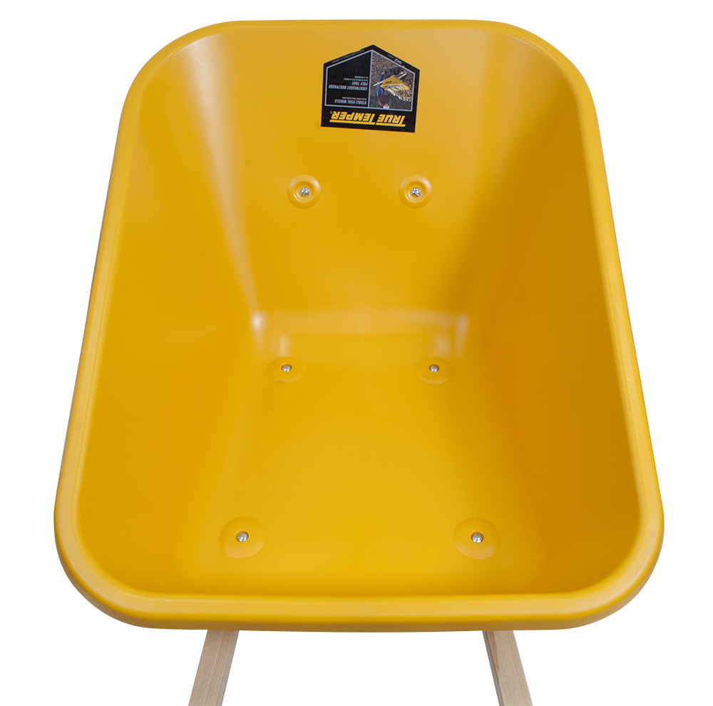 TRUE TEMPER RP8M10 8-Cubic Foot, Yellow, Poly Wheelbarrow With Dual ...