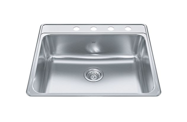 KINDRED CSLA2522-8-4CBN 8-Inch Stainless Steel Single Bowl Top Mount ...