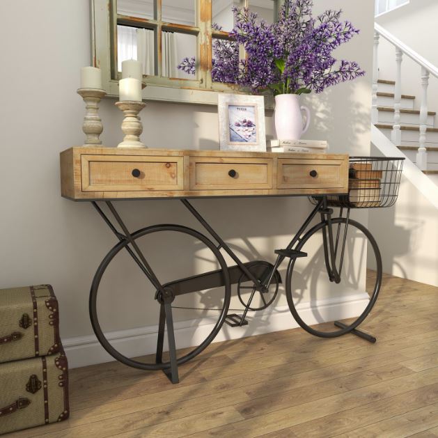 UMA 43339 58-Inch Black Metal Farmhouse Bike Console Table at Sutherlands