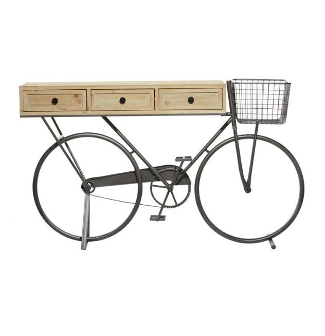 UMA 43339 58-Inch Black Metal Farmhouse Bike Console Table at Sutherlands